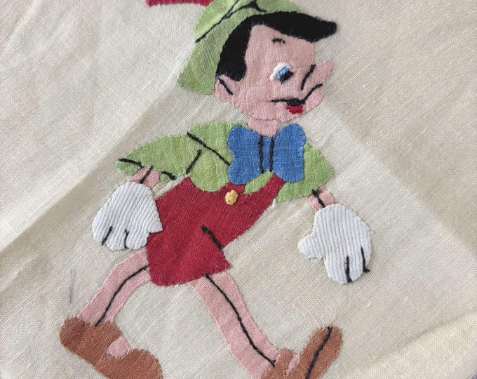 Vintage PINOCCHIO Hanky 9x9 Hand Applique and Embroidery 1960s - Etsy