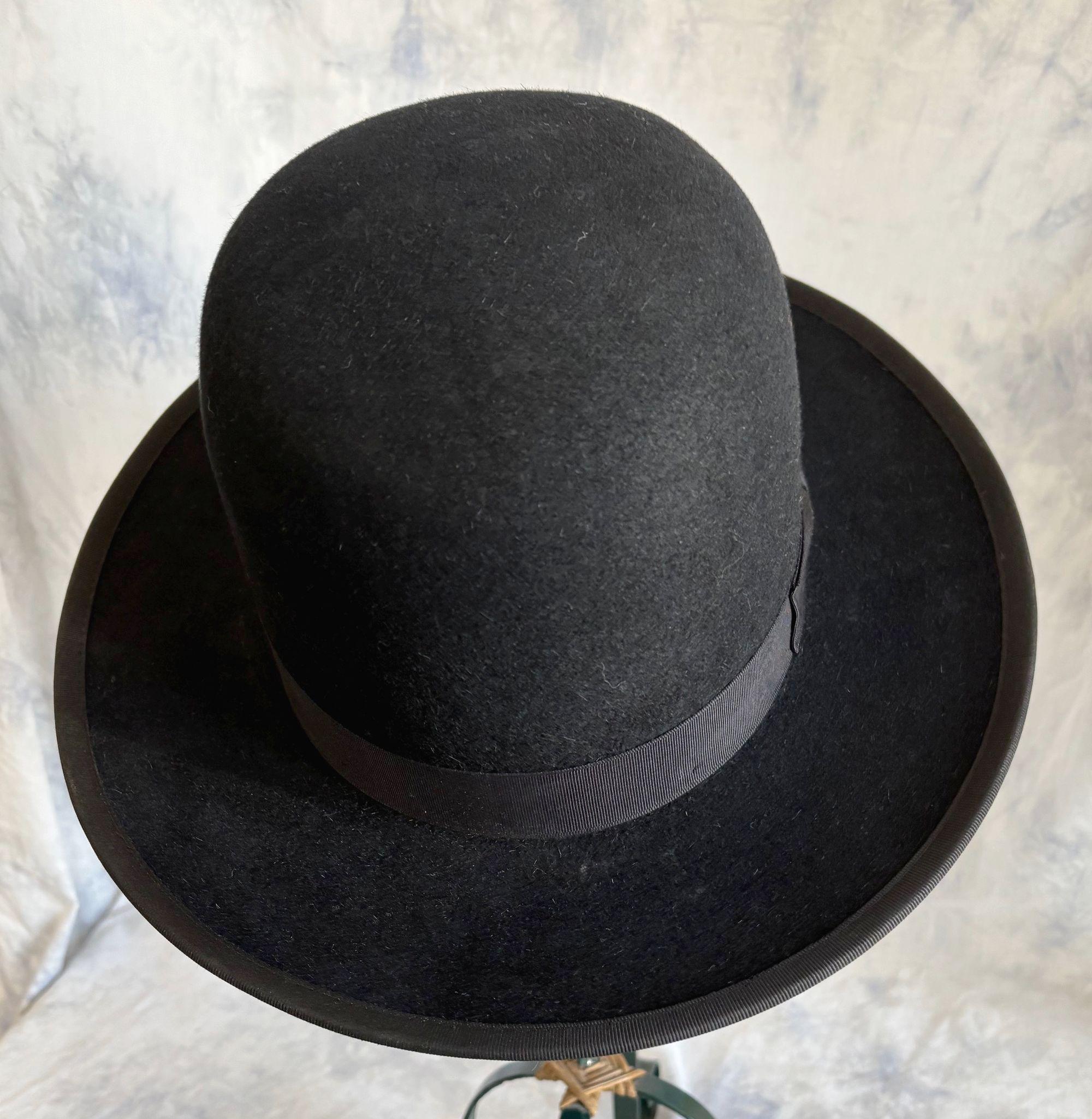Man's Black Wool Felt Hat Amish Round Crown 2-3/4 Inch Brim Size 6-7/8 ...
