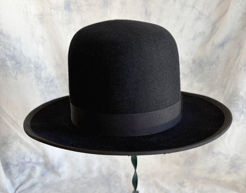 Man's Black Wool Felt Hat Amish Round Crown 2-3/4 Inch Brim Size 6-7/8 ...