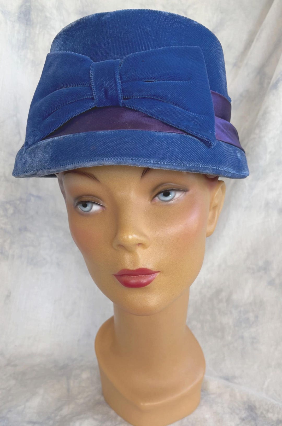 Vintage Ladies Hat 1950s Toque Royal Blue Velvet 22" Headsize - Etsy