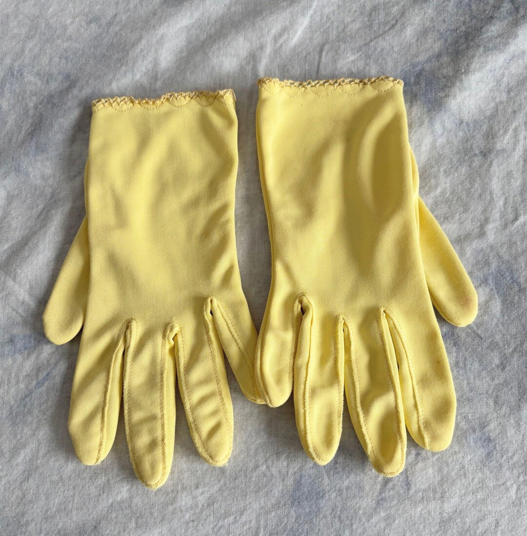 Vintage Yellow Wristlet Ladies Gloves Nylon - Etsy