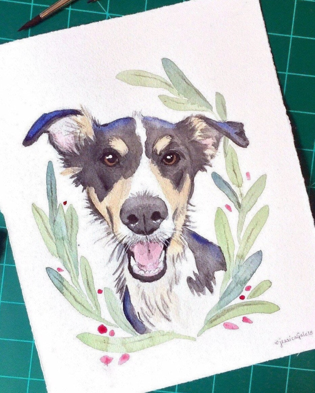 Custom Watercolor Pet Portrait: Hand-painted Dog Memorial Gift - Etsy