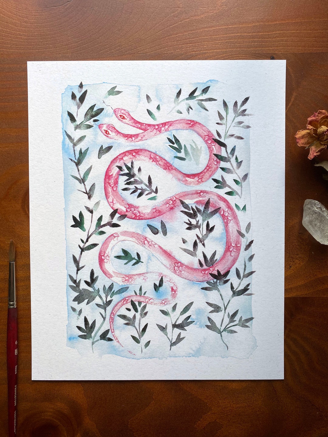 Rebirth: Pink Snake Watercolor Wall Art - Etsy