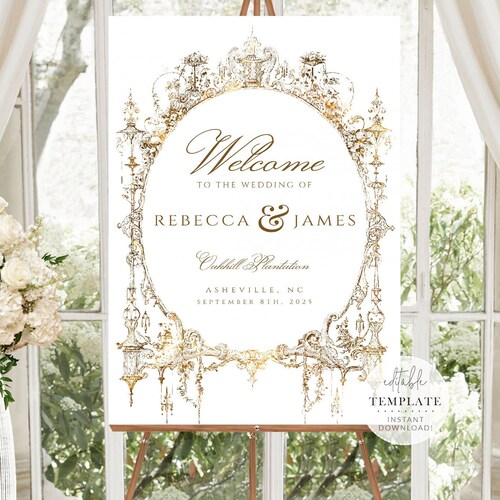 Vintage Royal Wedding Welcome Sign Gothic Wedding Fairytale | Etsy