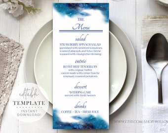 Celestial Wedding Menu Template Galaxy Menu Outer Space | Etsy