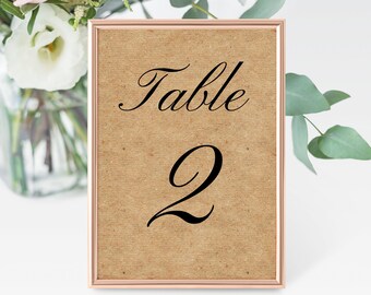 Vintage Table Numbers Printable Editable Template Instant | Etsy