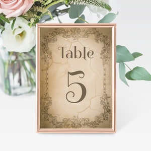 Vintage Table Numbers, Printable, Editable Template, Instant Download ...