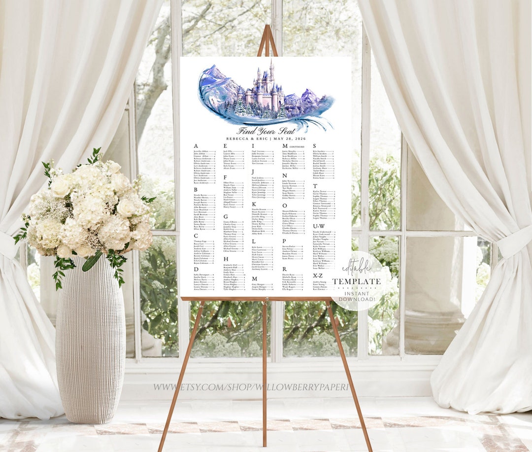 Fairytale Seating Chart Template, Alphabetical Seating Chart, Once Upon ...
