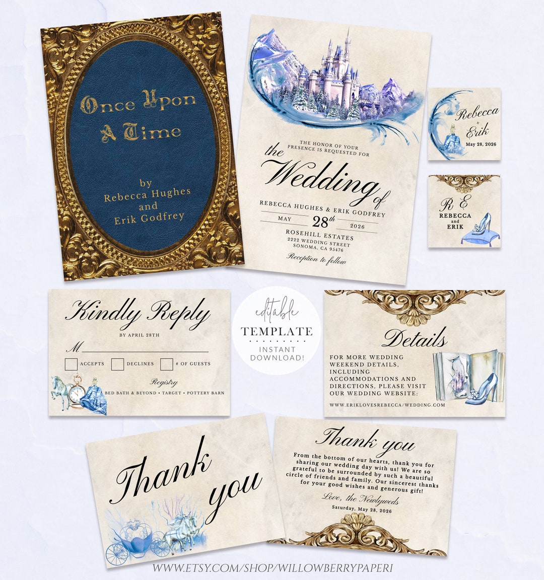 Fairytale Wedding Invitation Suite Princess Wedding - Etsy