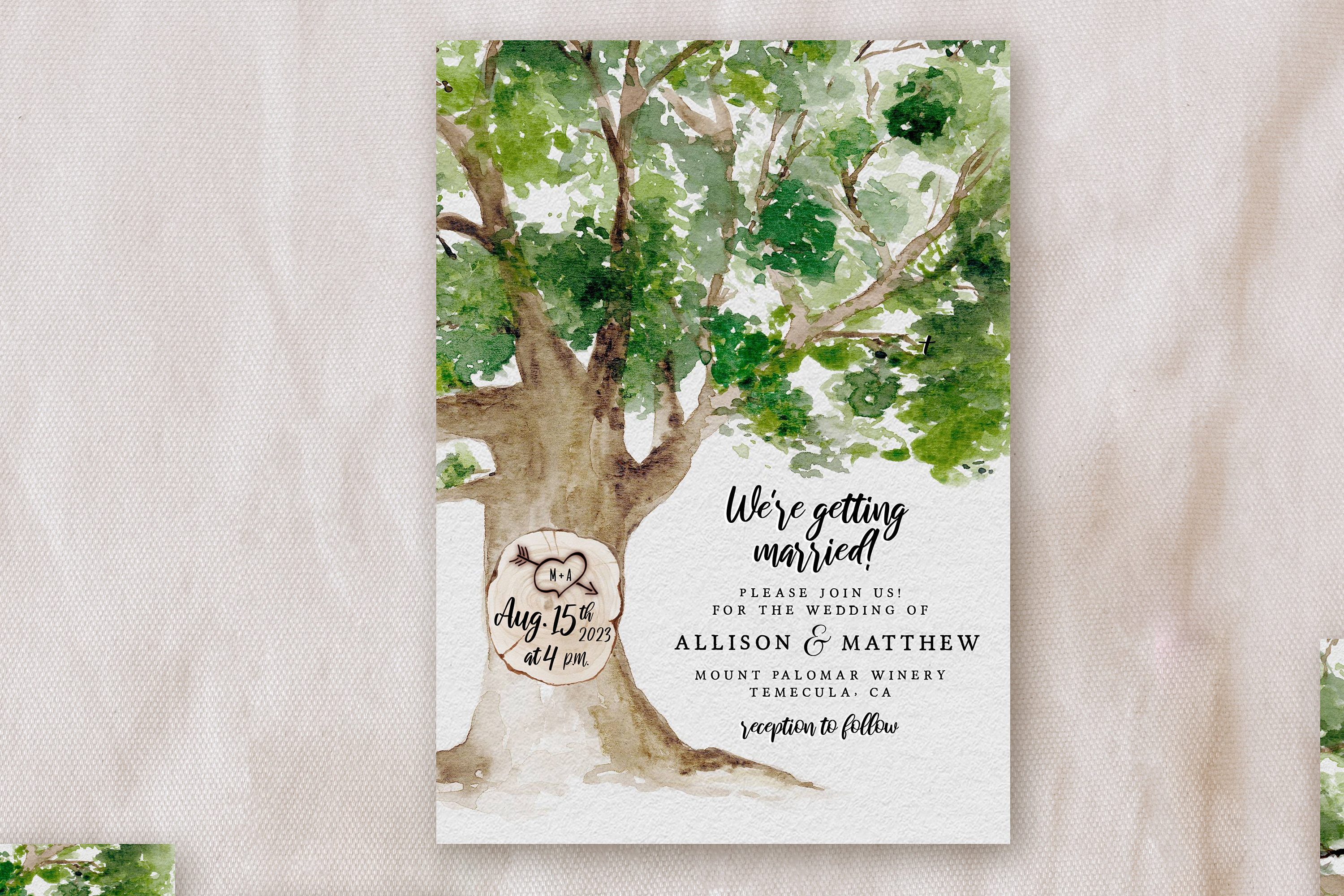 Rustic Oak Tree Wedding Invitation Templates, Trees Wedding Invitation ...