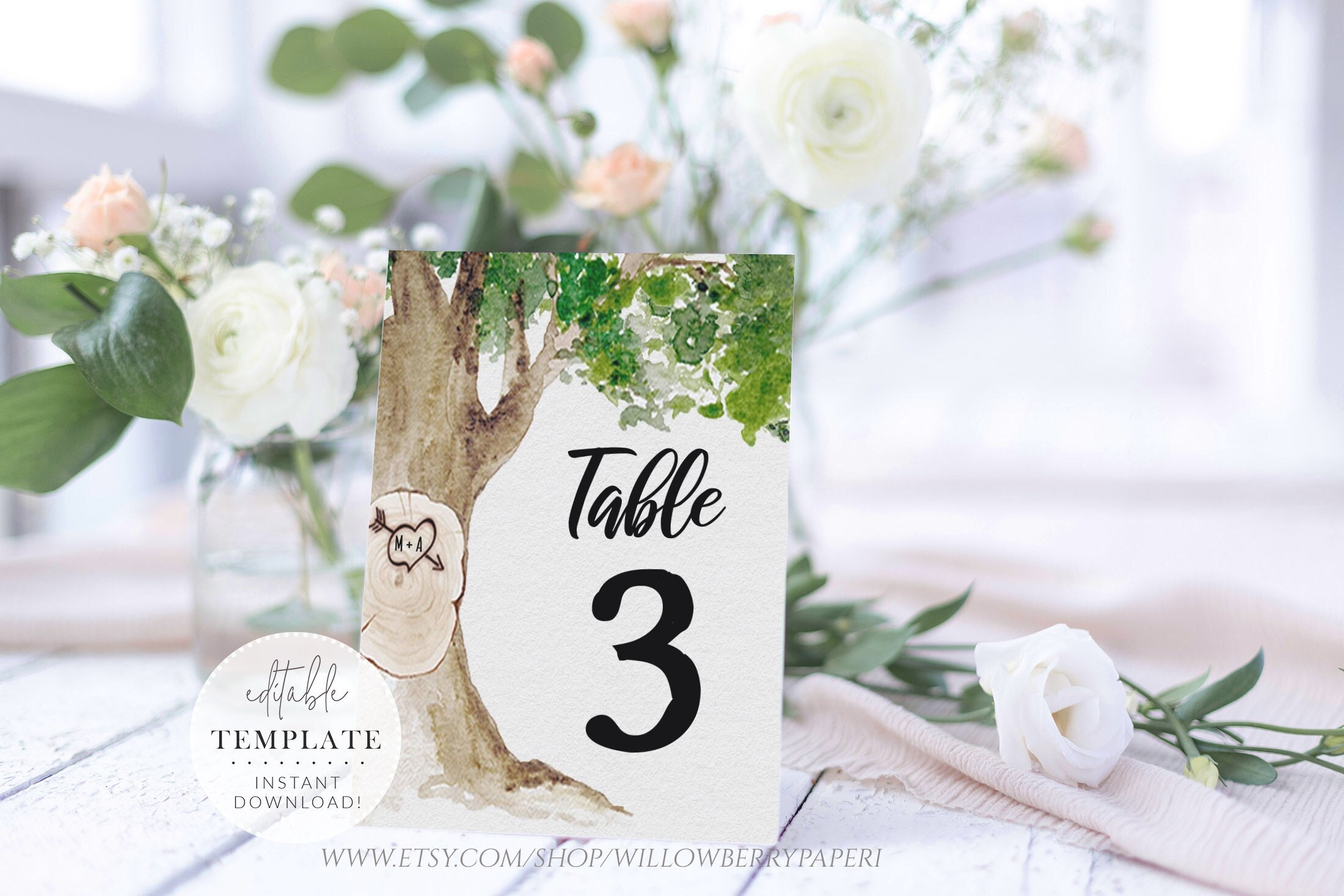Printable Rustic Oak Tree Table Numbers Outdoor Wedding - Etsy
