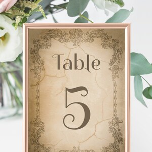Vintage Table Numbers, Printable, Editable Template, Instant Download ...