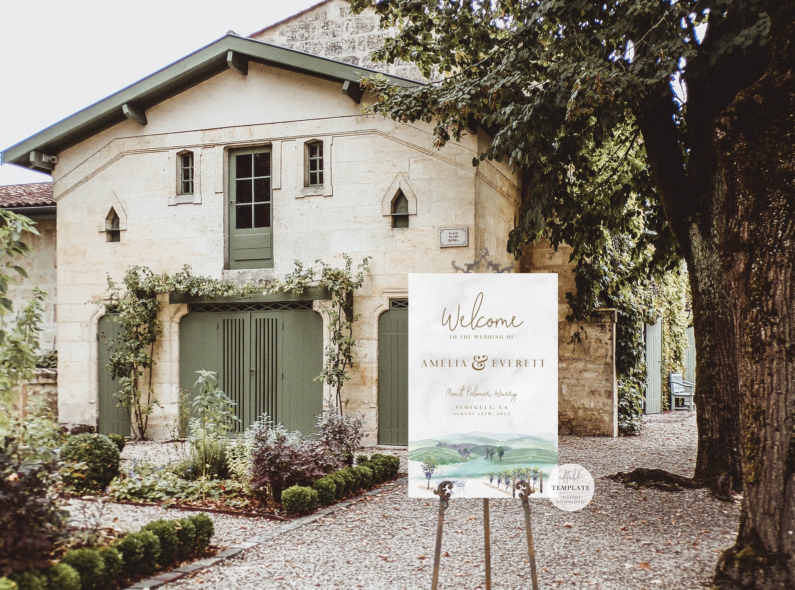 Winery Wedding Welcome Sign, Printable Editable Template, Napa Wedding ...