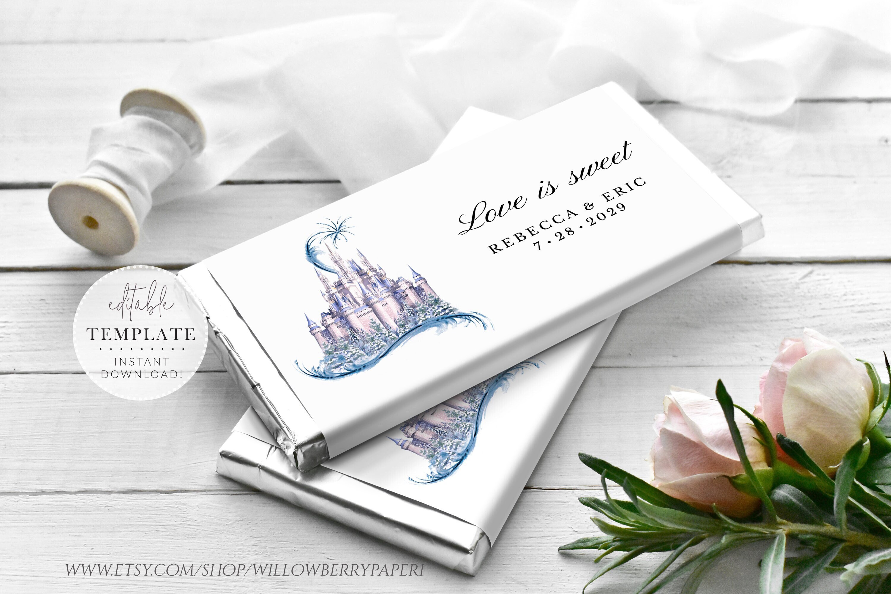 Castle Chocolate Bar Wrapper Template Bridal Shower Candy - Etsy