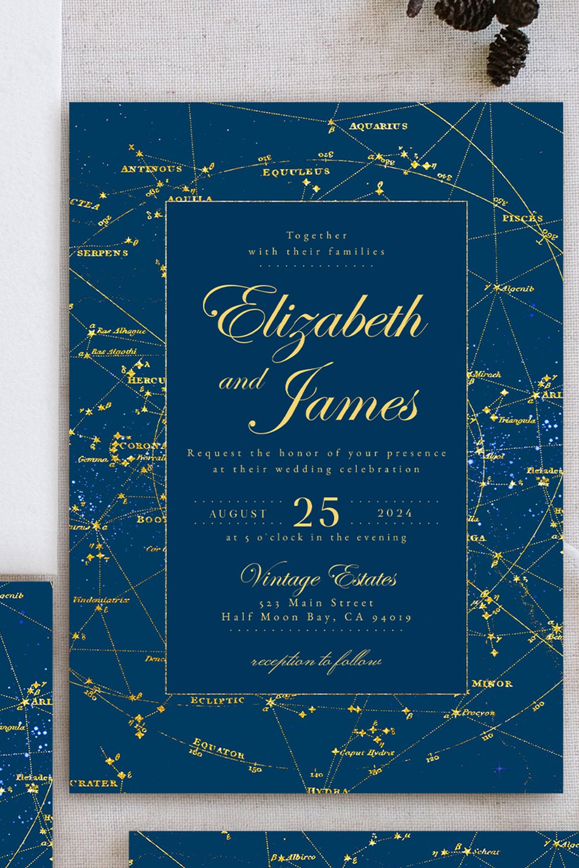 Celestial Wedding Invitation Template, Starry Night Wedding ...