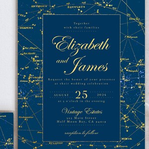 Celestial Wedding Invitation Template, Starry Night Wedding ...