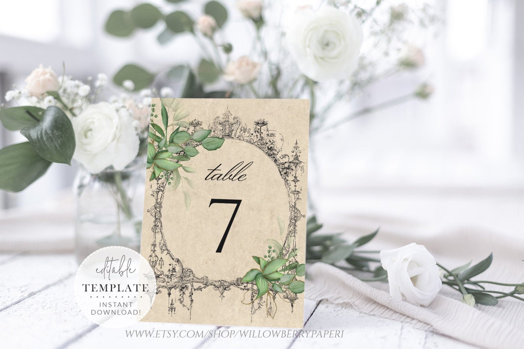 Printable Vintage Table Numbers, Gothic Wedding, Fairytale Wedding ...