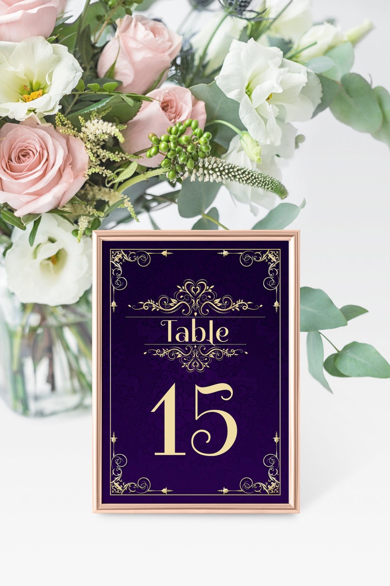 Royal Blue and Gold Table Numbers Printable Editable - Etsy