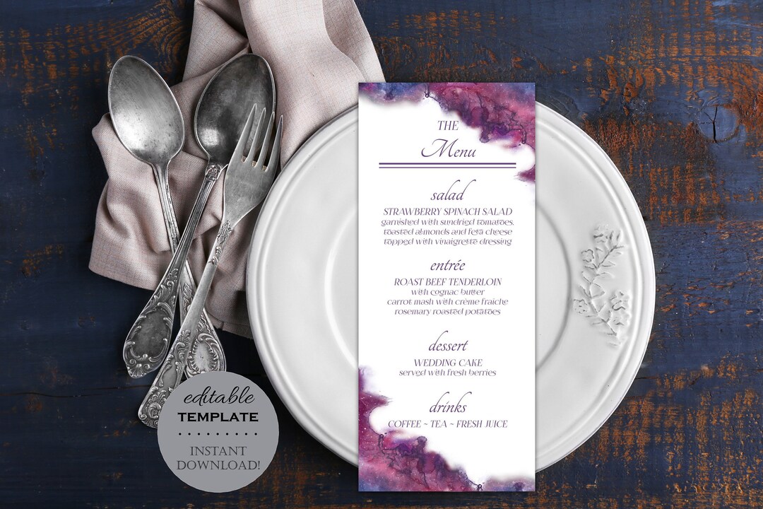 Celestial Wedding Menu Template, Galaxy Menu, Outer Space Editable ...