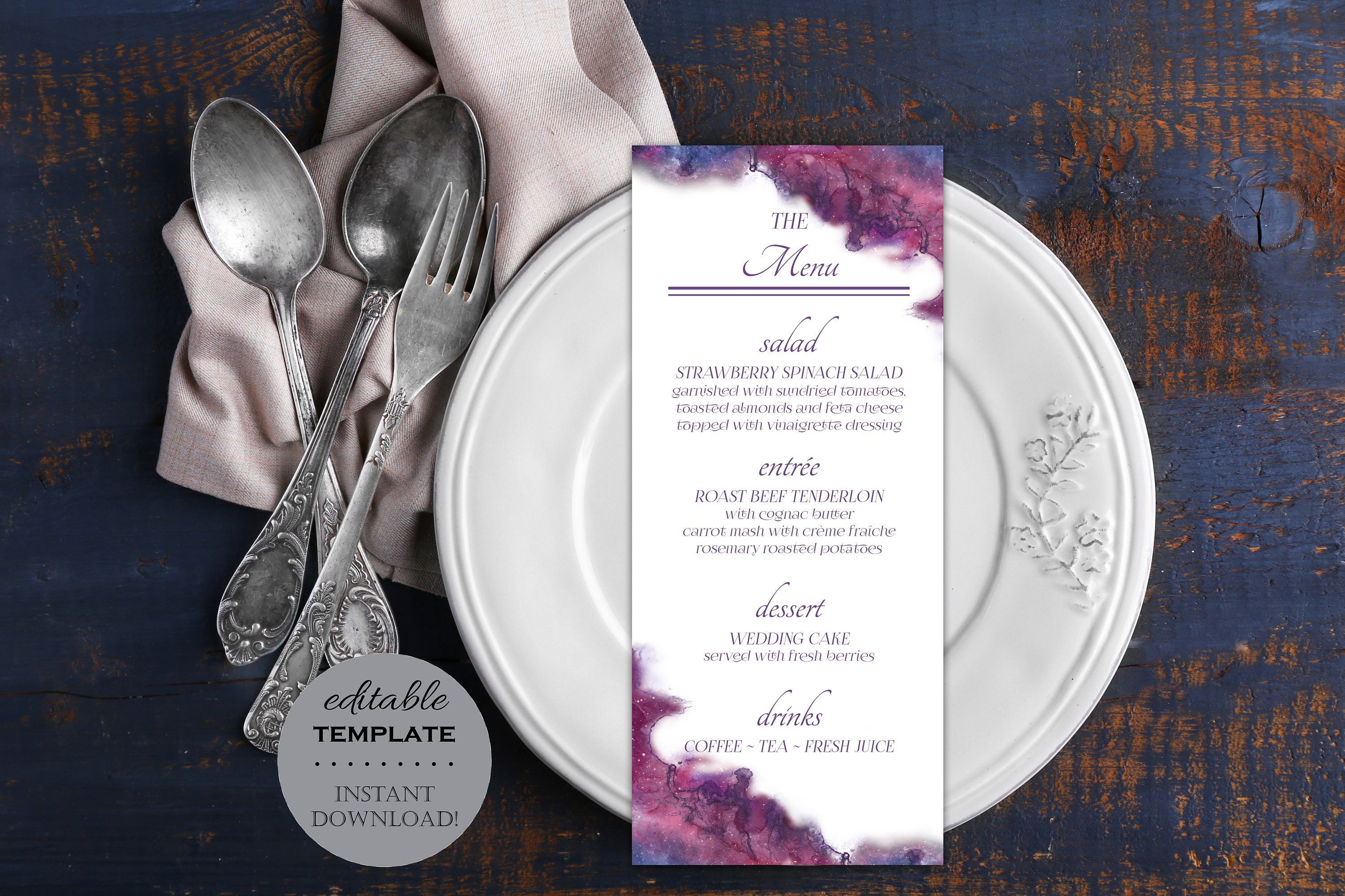 Celestial Wedding Menu Template Galaxy Menu Outer Space | Etsy