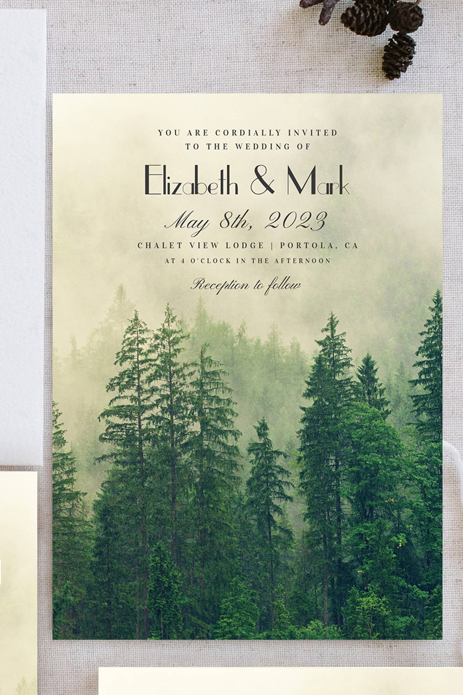Forest Wedding Invitation Template Set, Tree Wedding Invitation ...