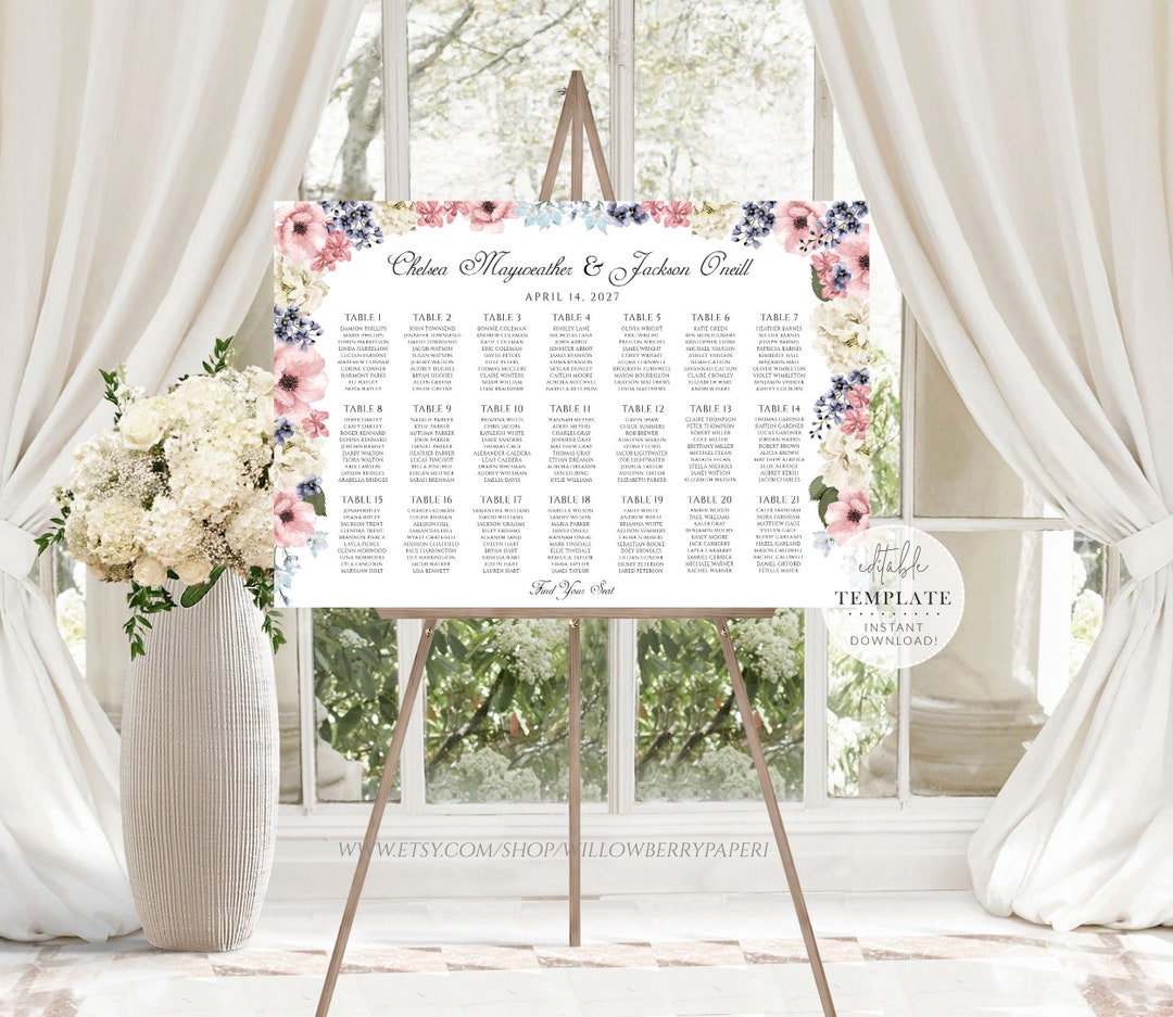 Fairytale Seating Chart Template, Table Seating Plan, Fairytale Wedding ...