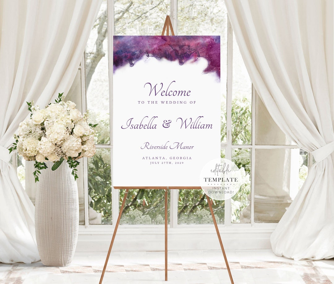 Celestial Wedding Welcome Sign, Stars Printable Editable Template ...