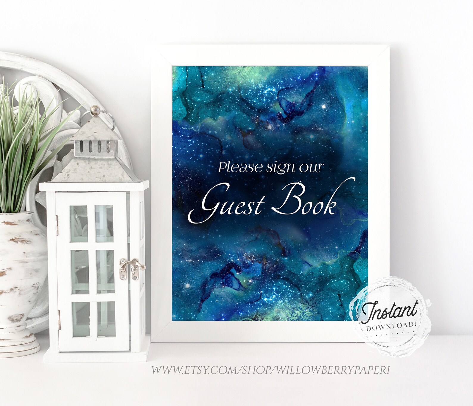 Printable "please Sign Guest Book" Celestial Wedding Sign, Galaxy Outer ...