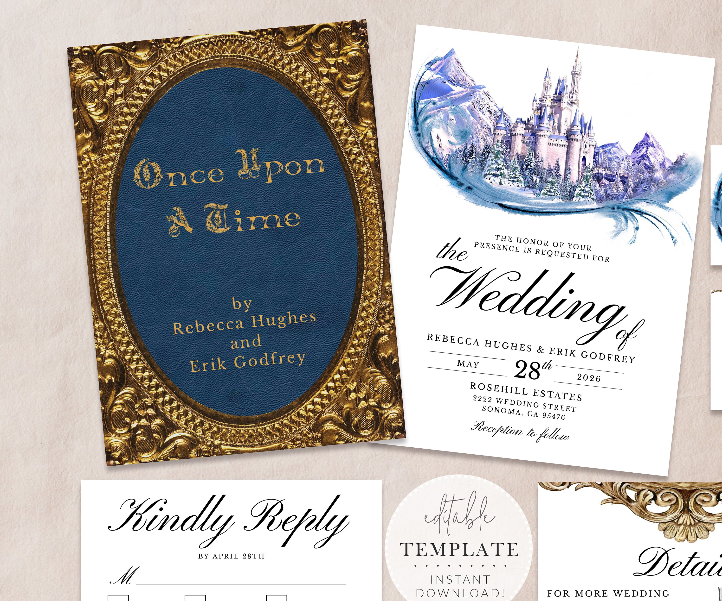 Fairytale Wedding Invitation Suite Princess Wedding - Etsy