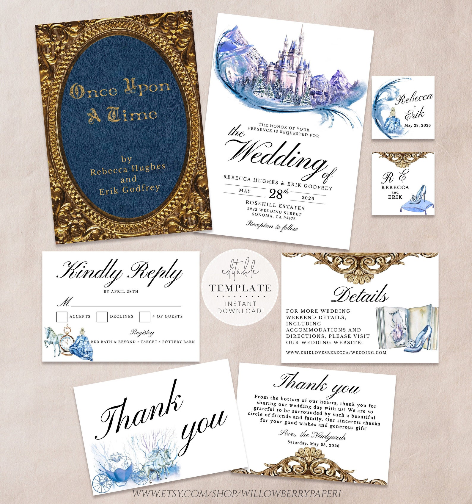 Fairytale Wedding Invitation Suite Princess Wedding - Etsy