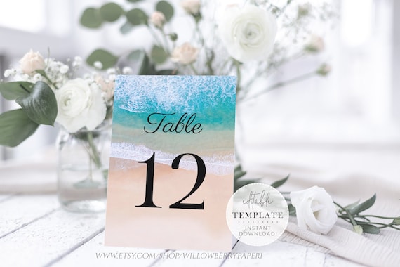 Printable Beach Table Numbers Wedding Table Numbers - Etsy