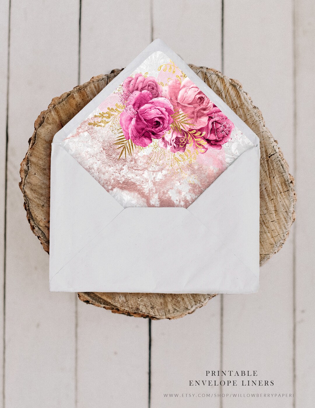 Printable Envelope Liners, 7 Sizes Including A6 and A7, Rose Gold ...