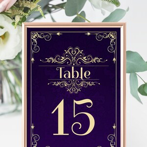 Royal Blue and Gold Table Numbers, Printable, Editable Template ...