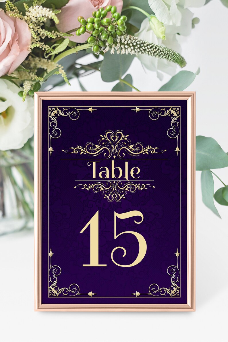 Royal Blue and Gold Table Numbers Printable Editable - Etsy