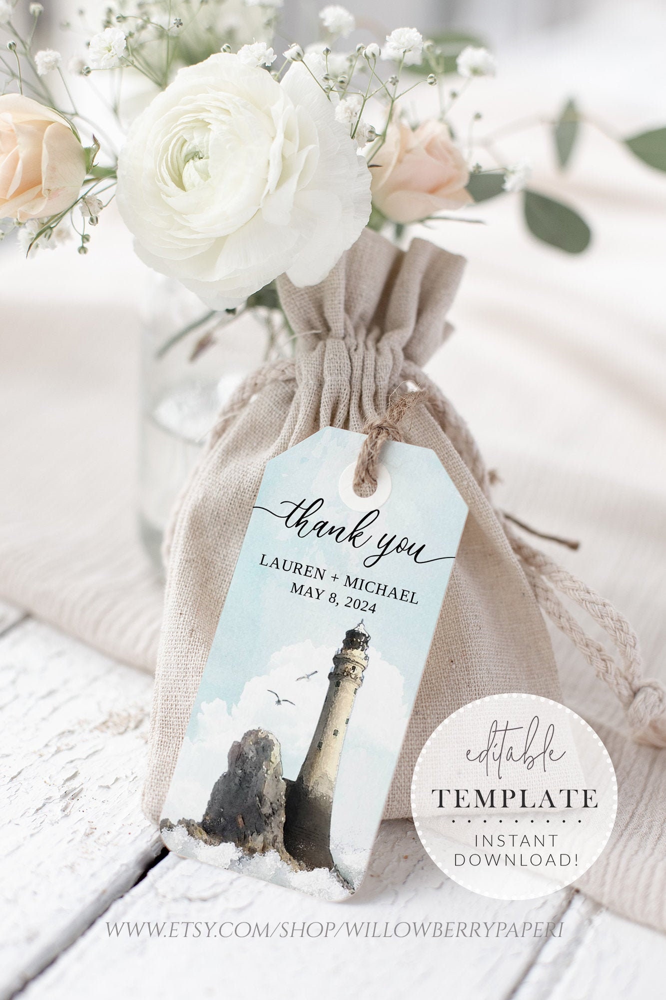 Lighthouse Wedding Favor Tag Bridal Shower Favor Tags | Etsy