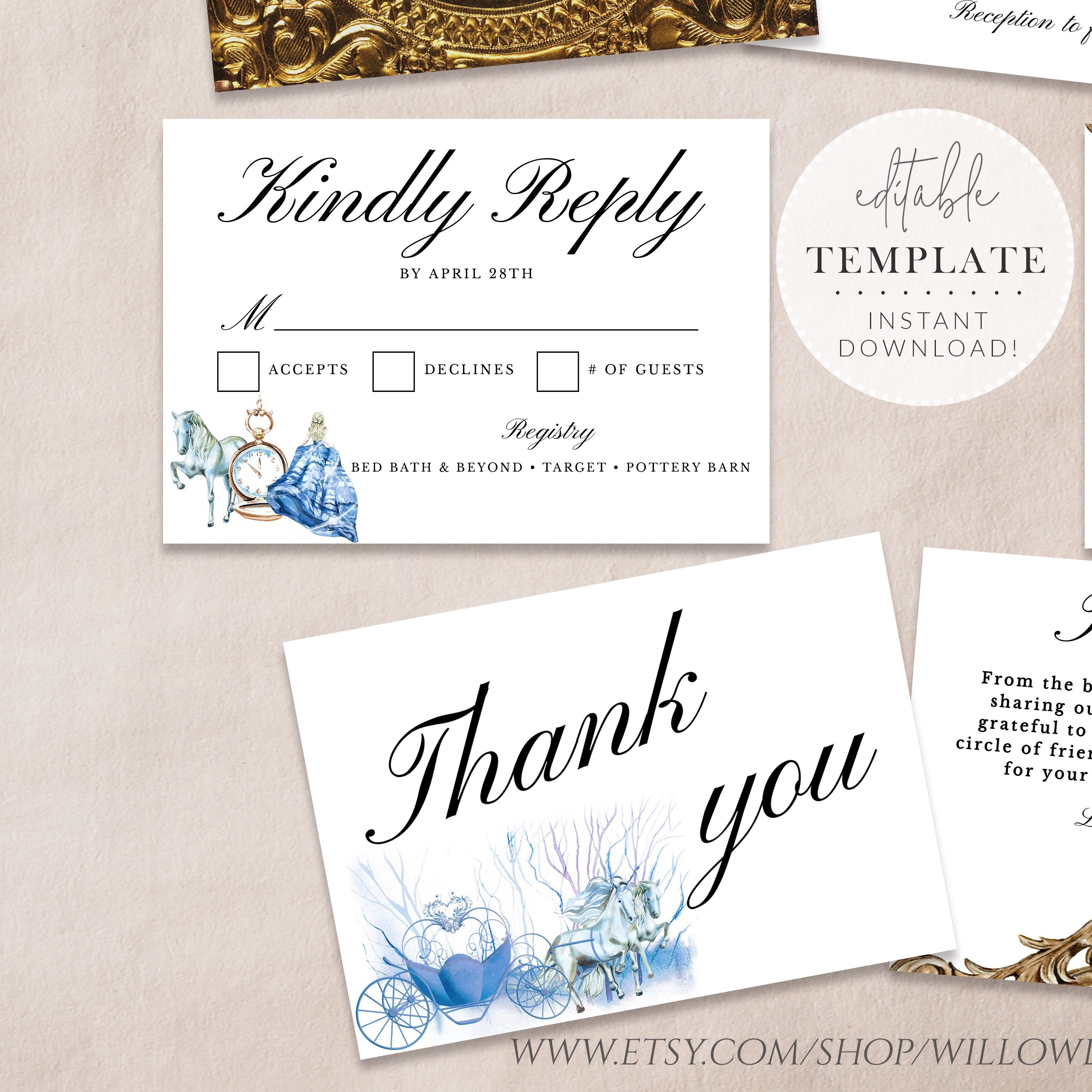 Fairytale Wedding Invitation Suite Princess Wedding - Etsy