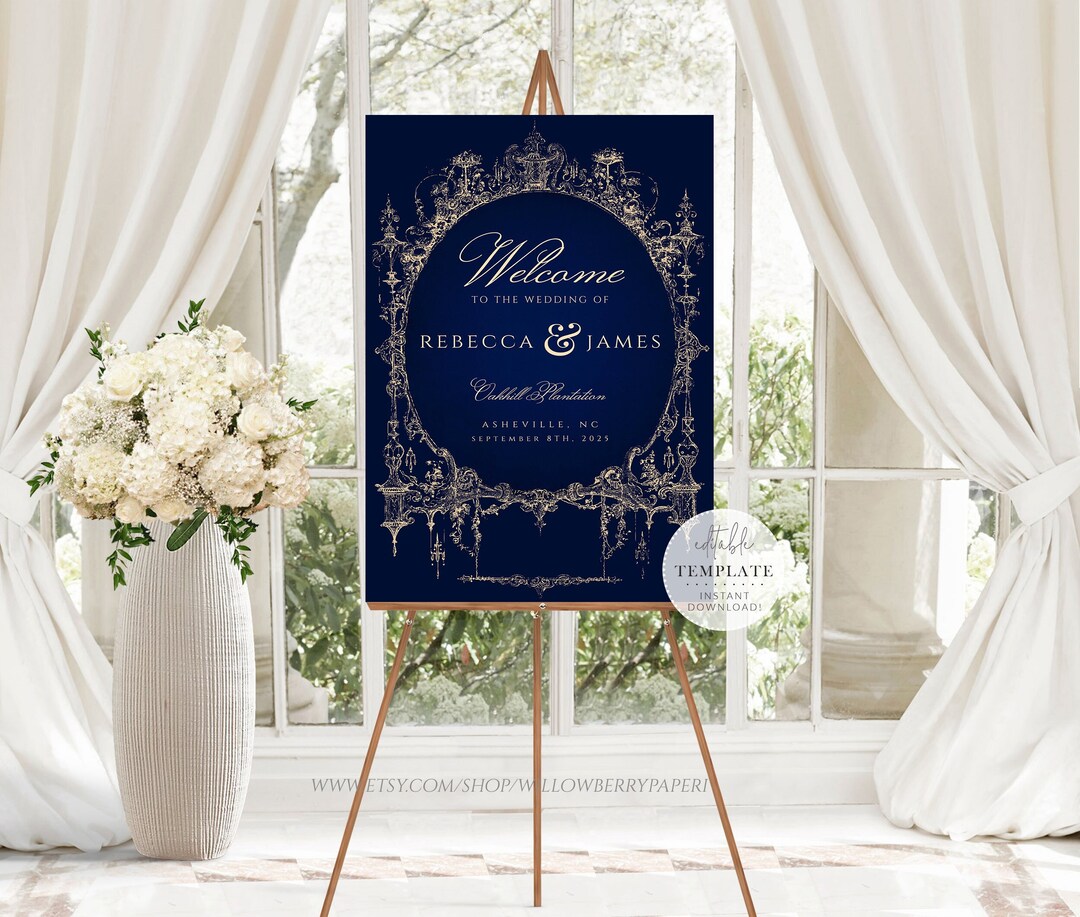 Vintage Royal Wedding Welcome Sign, Gothic Wedding, Fairytale Wedding ...