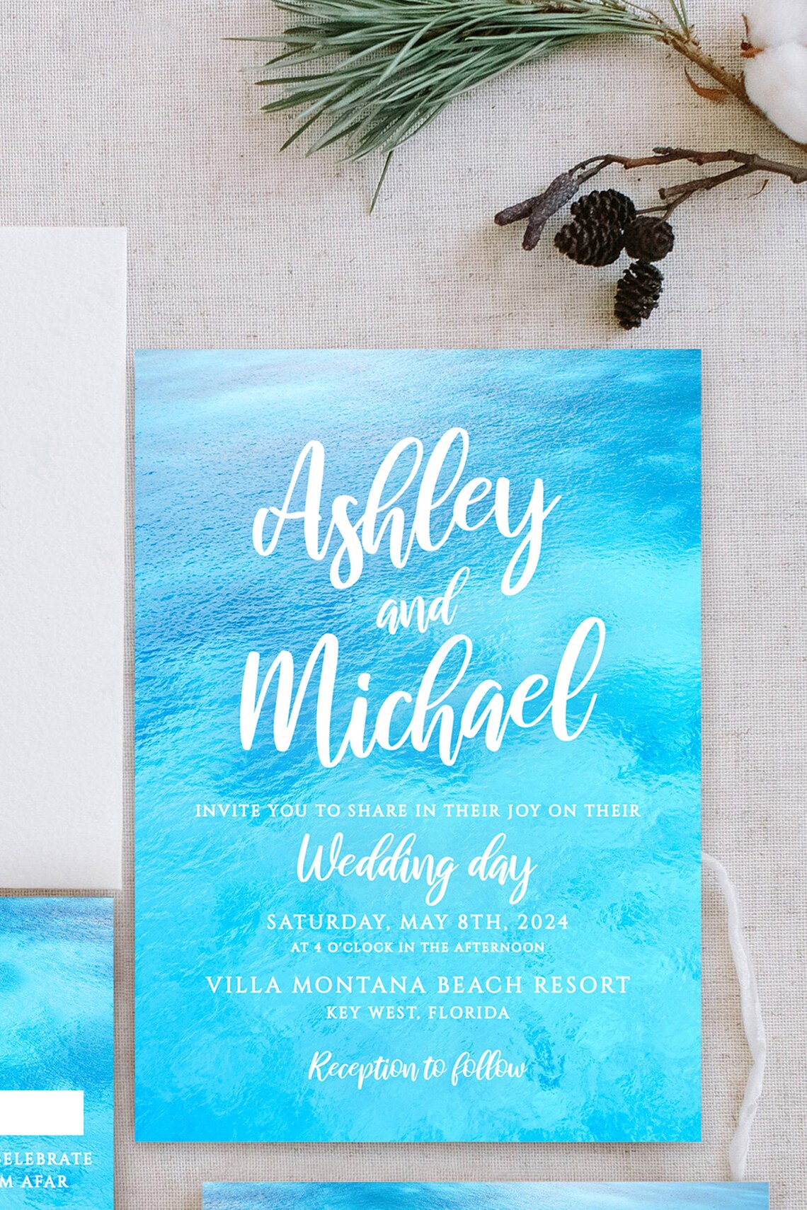 Beach Wedding Invitation Suite Tropical Wedding Beach | Etsy