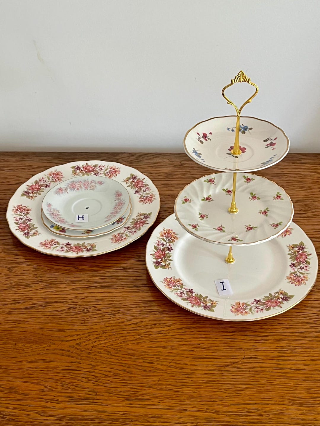 Beautiful Vintage China Three Tier Cake Stand, - Etsy