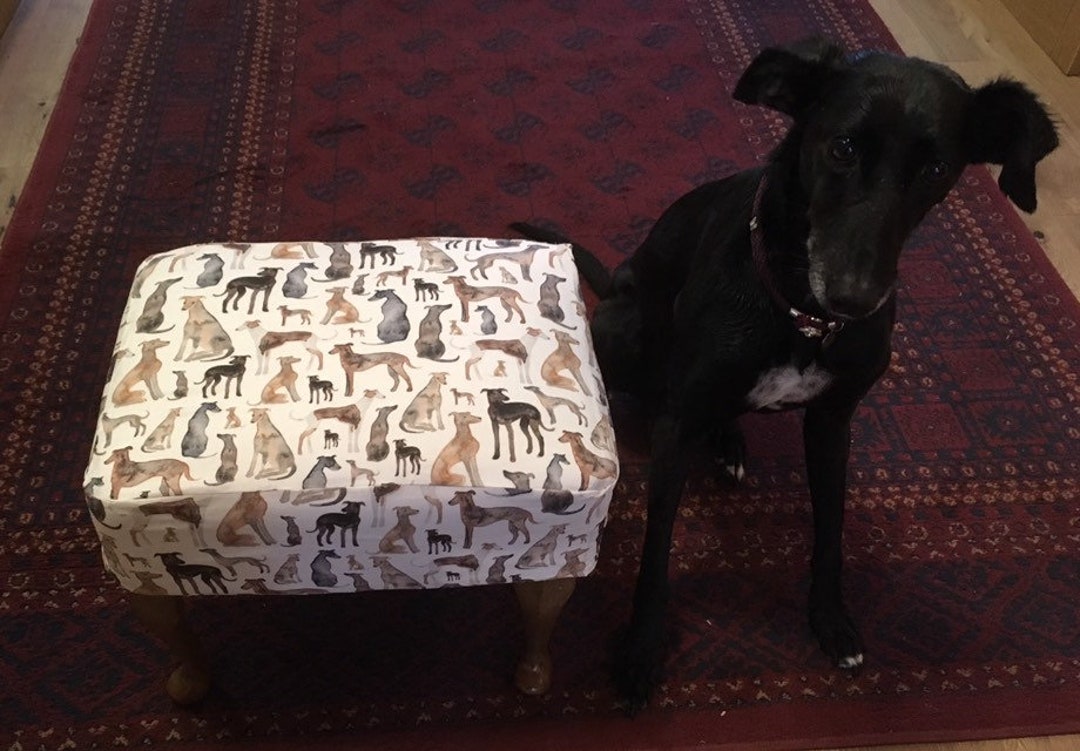 Foot Stool with removable / washable cover, dog lurcher sighthound ...