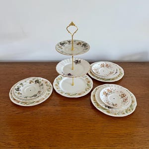 Tea for Two Stunning Vintage 3 Tier Cake Stand for Afternoon Tea, Cream ...