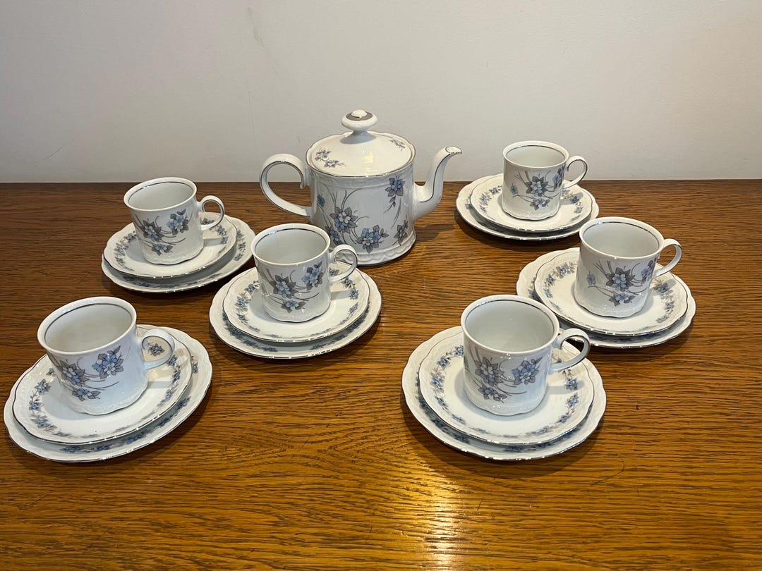 Mitterteich Bavaria Made in Germany 'forget Me Not' Teapot and 6 X Tea ...