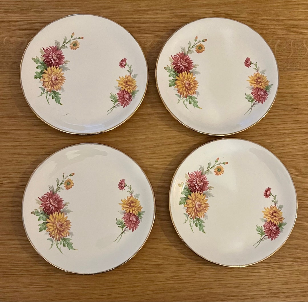 4 X Alfred Meakin Vintage English China Tea Plates - With Flowers - Etsy