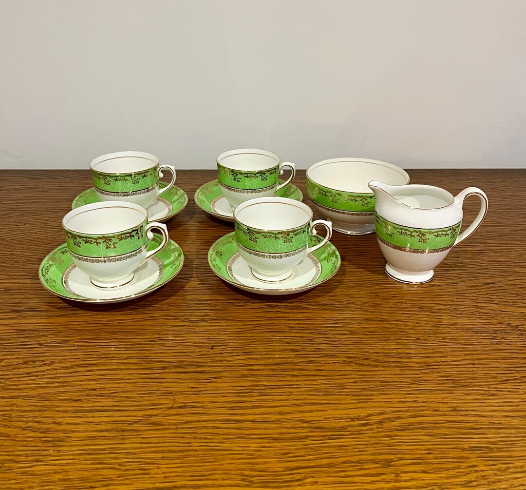 Salisbury Crown Vintage English Fine China Tea Set - Green and Gold - Etsy