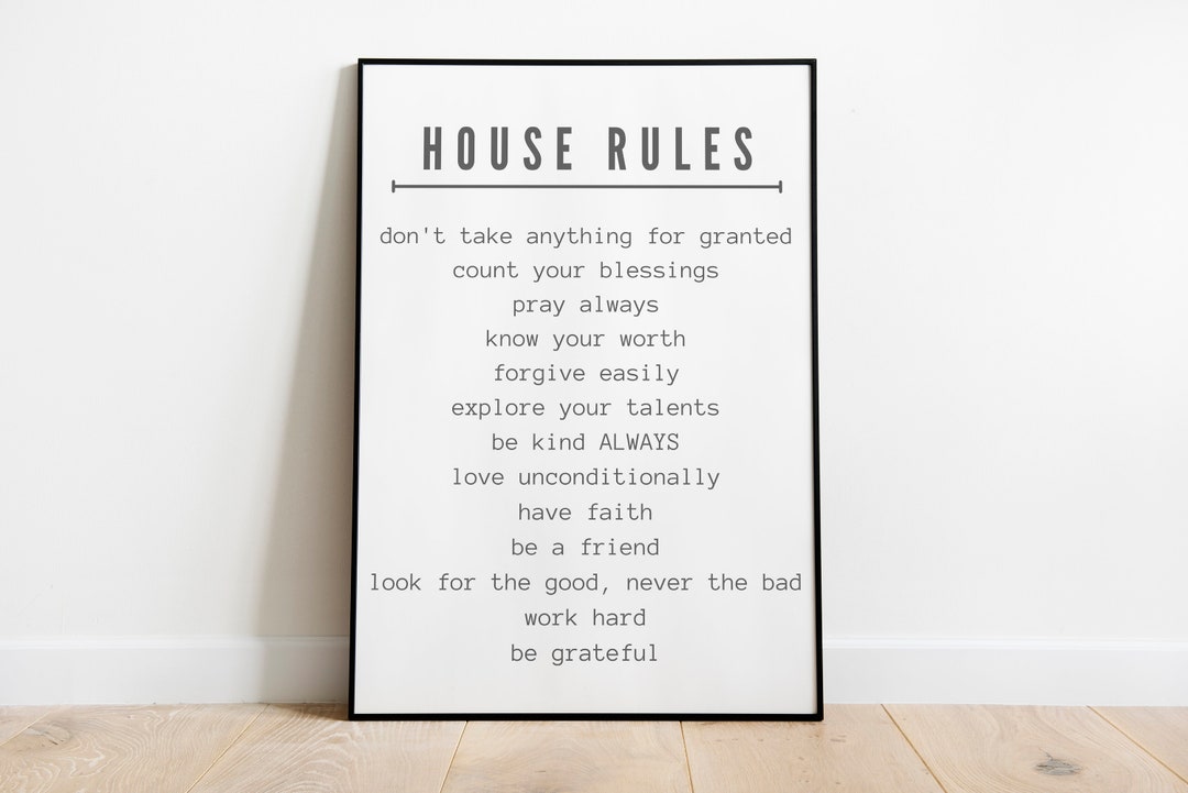 Wall Printable - House Rules - Etsy