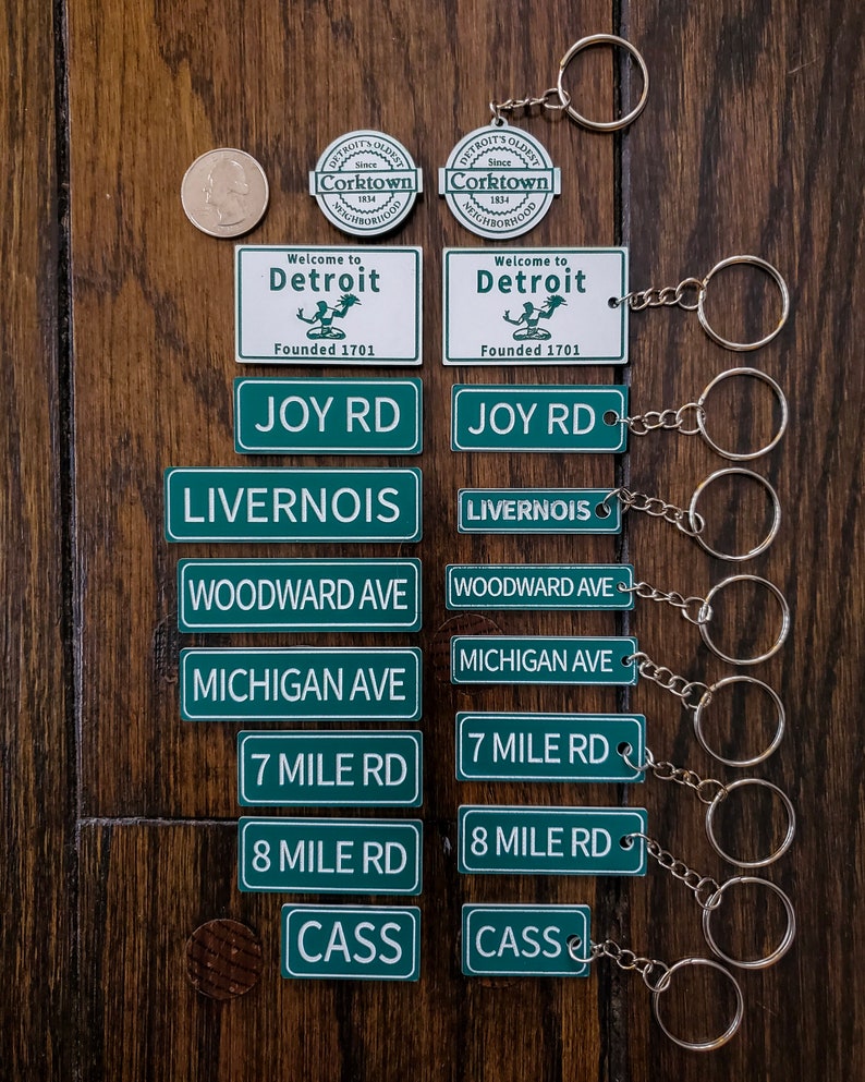 Detroit Street Sign Magnets and Keychains. Made in and Ships - Etsy