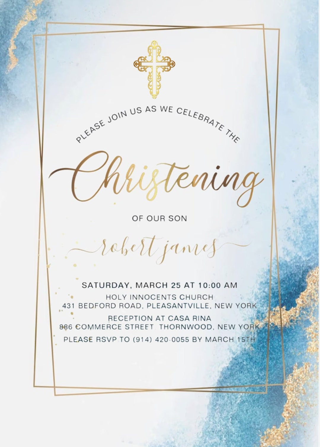 Digital Baby Boys Christening Invitation - Etsy
