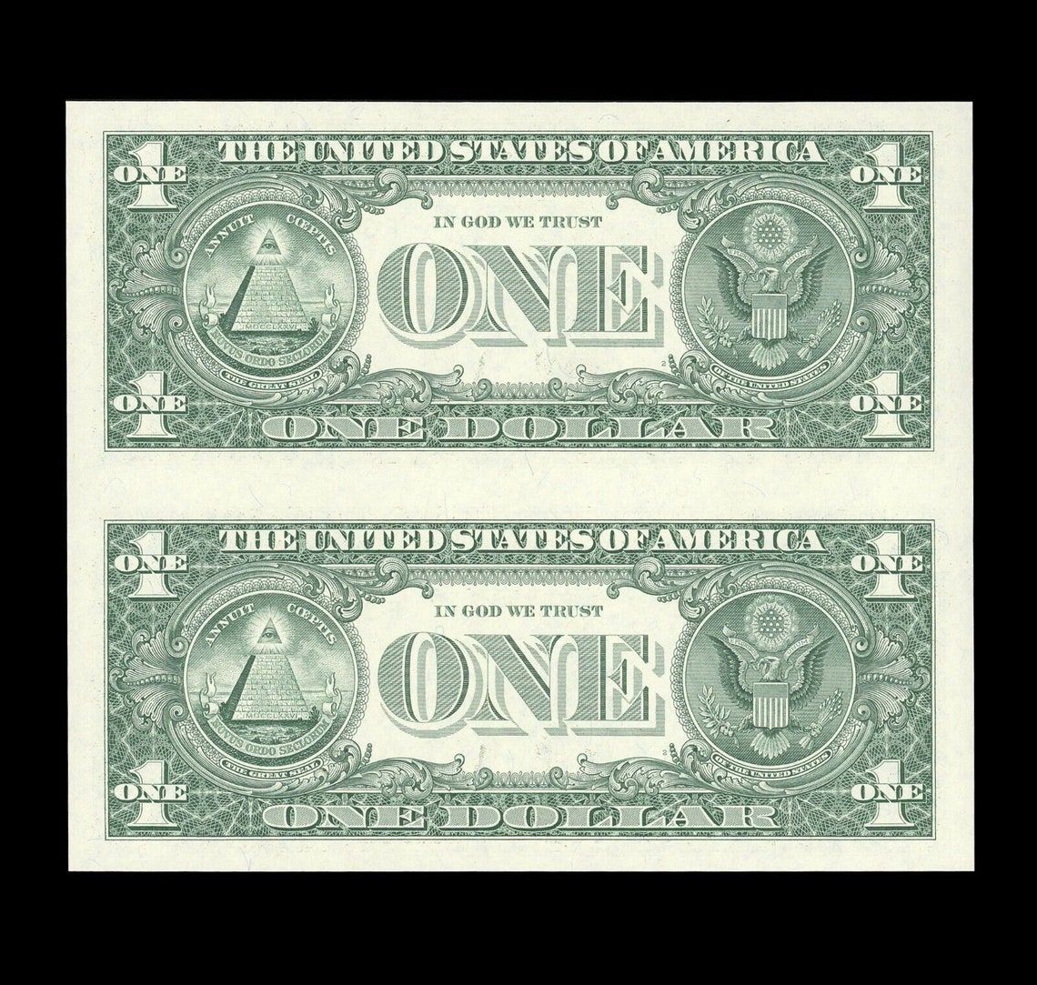Uncut Sheet of 2 1 Dollar Bills 2017 Crisp Real US Paper Money - Etsy