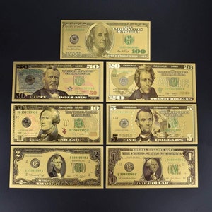 Stunning Set of 24K Gold Plated US Currency Rigid Gold Foil Bills, Set ...