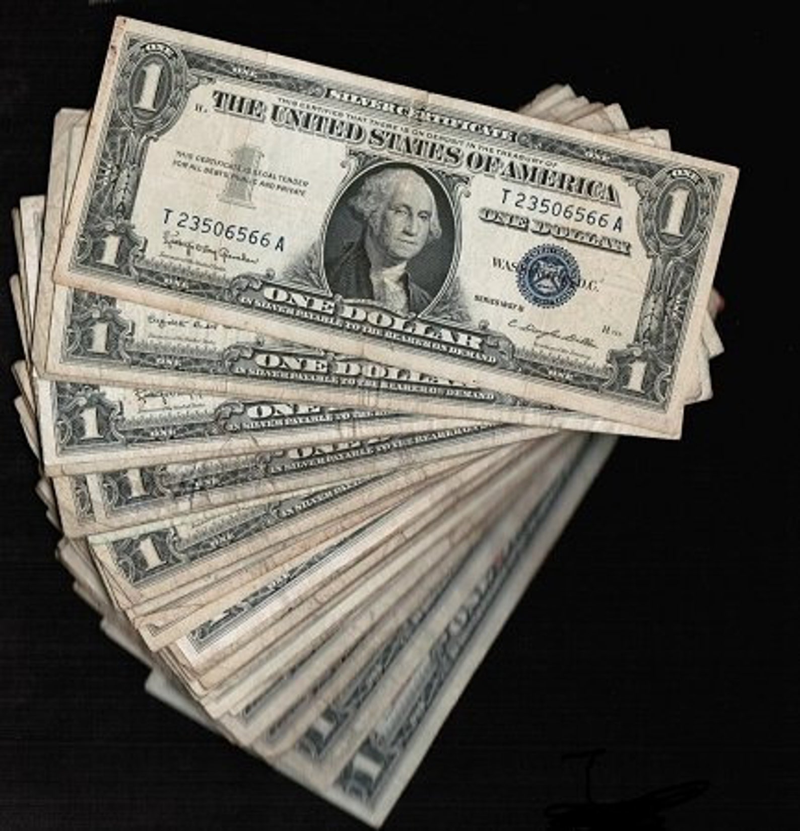 1935 and 1957 Mix Silver Certificates Blue Seal Set of 10 Old US Dollar ...